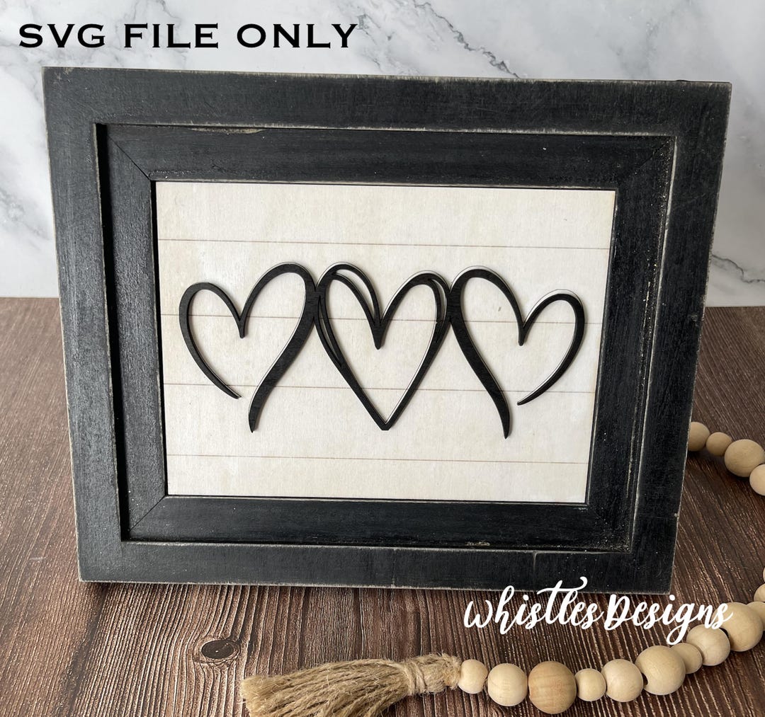 3 Heart 5X7 Insert for 8X10 Frame - Interchangeable Decorations ...