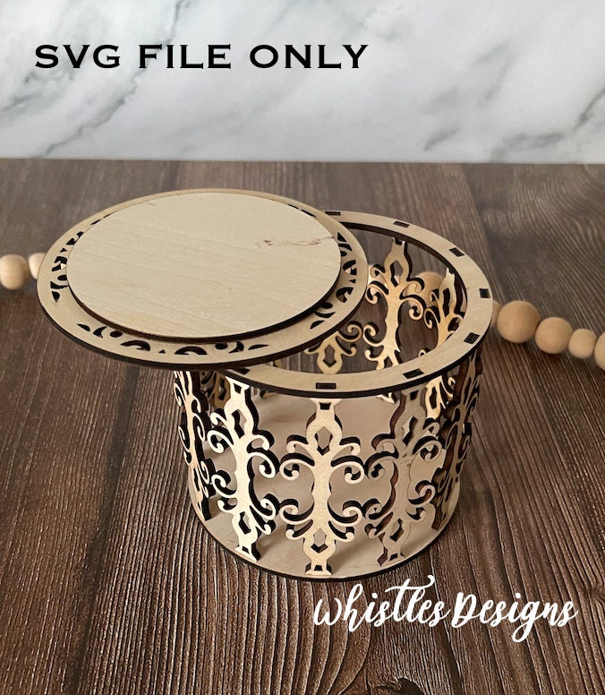 Elegant Spindle Round Box - 3 in SVG - Etsy
