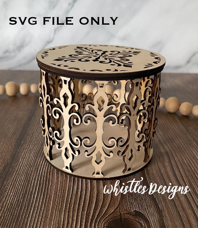 Elegant Spindle Round Box - 3 in SVG - Etsy
