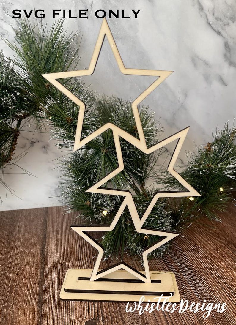 Standing Stars SVG: Laser Cut Christmas Decoration (digital Download ...