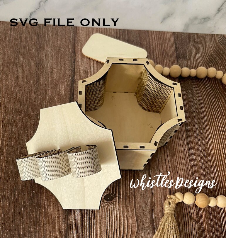 Octagon Living Hinge Corner Box With Bow - 3 in X 5 in SVG - Etsy