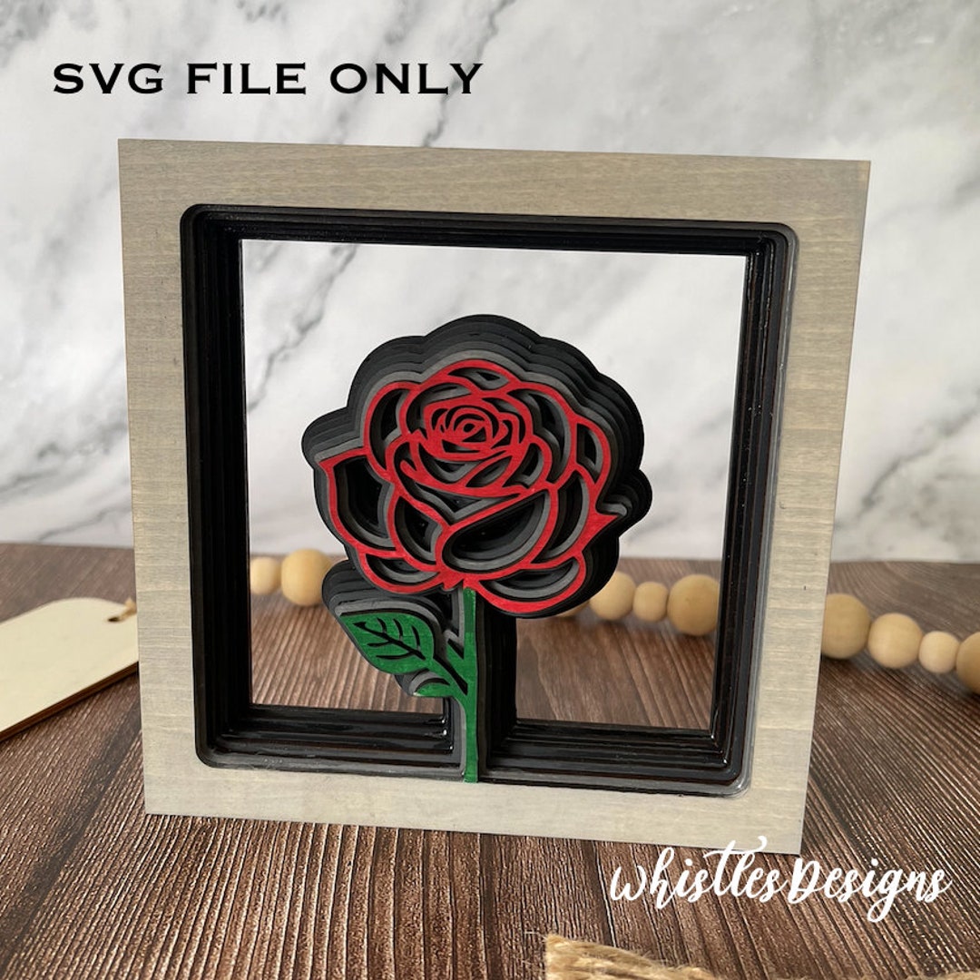 Rose Layered in a Frame SVG - Etsy