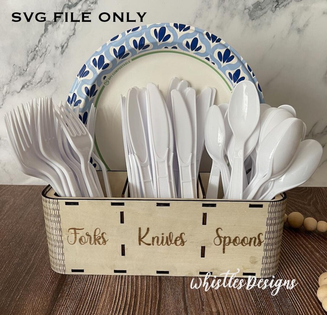 Living Hinge Corner Plate and Silverware Holder SVG - Etsy
