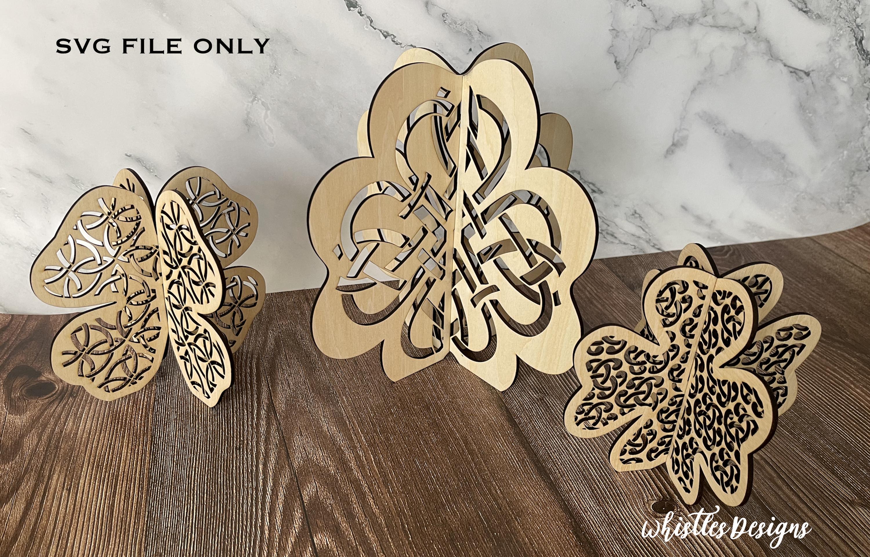 3D Shamrocks SVG, 3 Different Designs and Sizes. St Patrick's Day ...