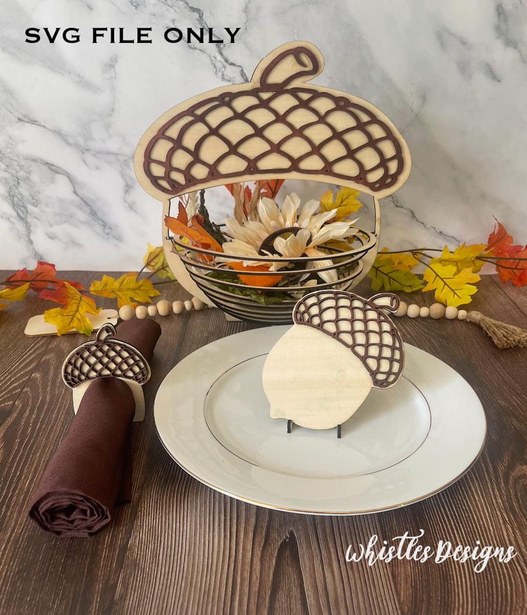 Acorn Table Setting SVG: Laser Cut Files for Fall Decor (digital ...