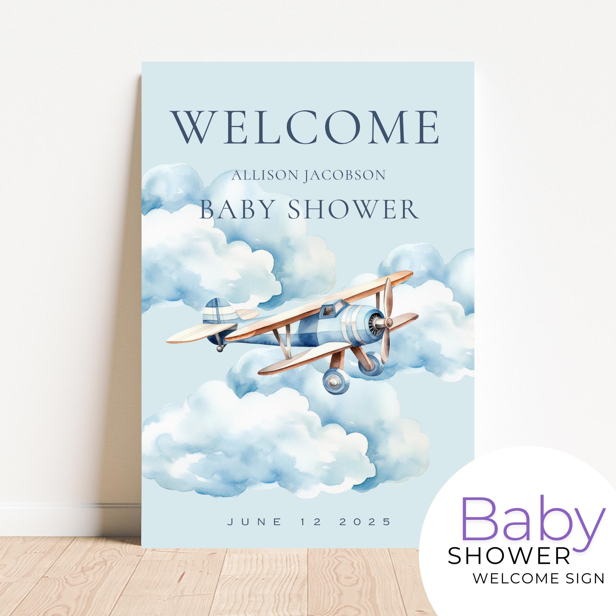 Airplane Baby Shower Welcome Sign Editable Template - Etsy
