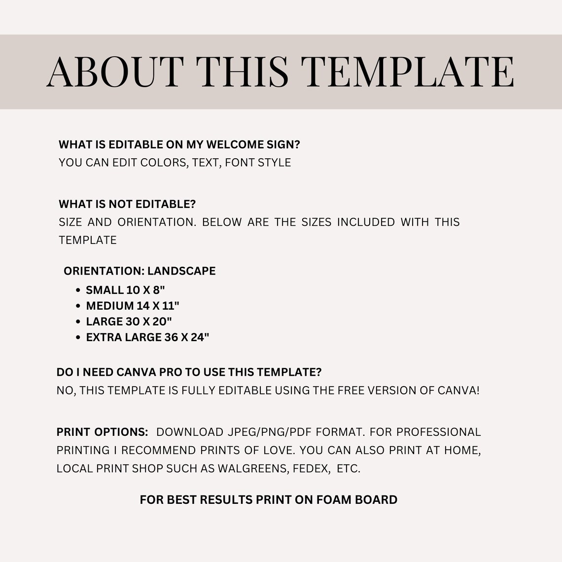 Welcome Sign Editable Template - Etsy