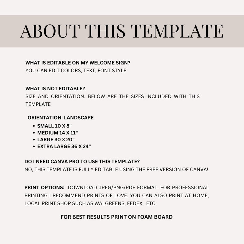 Welcome Sign Editable Template - Etsy
