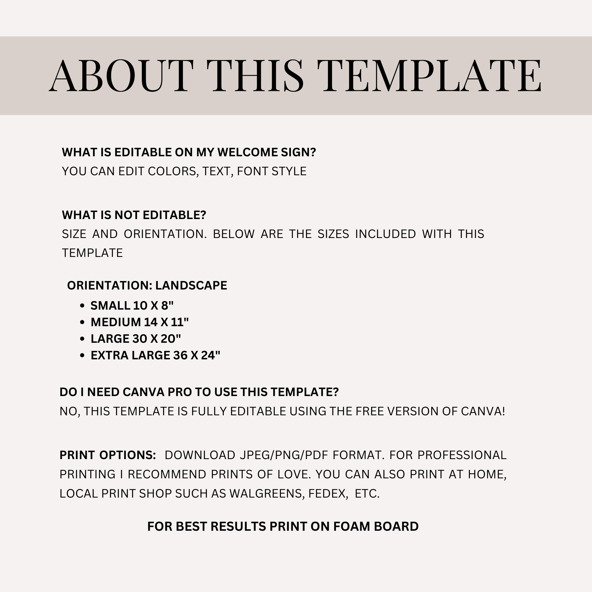 Welcome Sign Template WATERCOLOR Editable Sign Template - Etsy