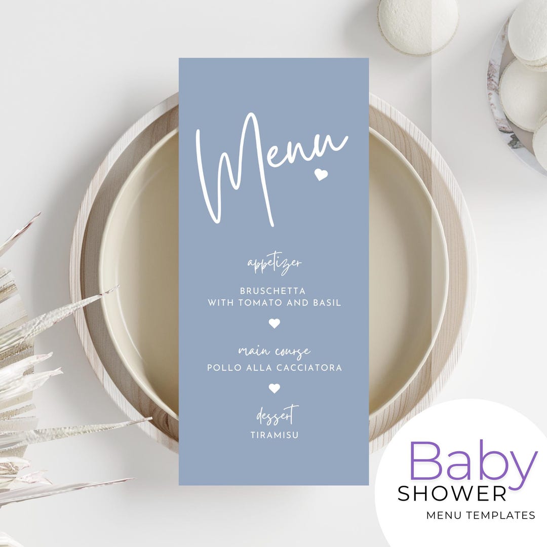 Baby Shower Menu Editable Template - Etsy