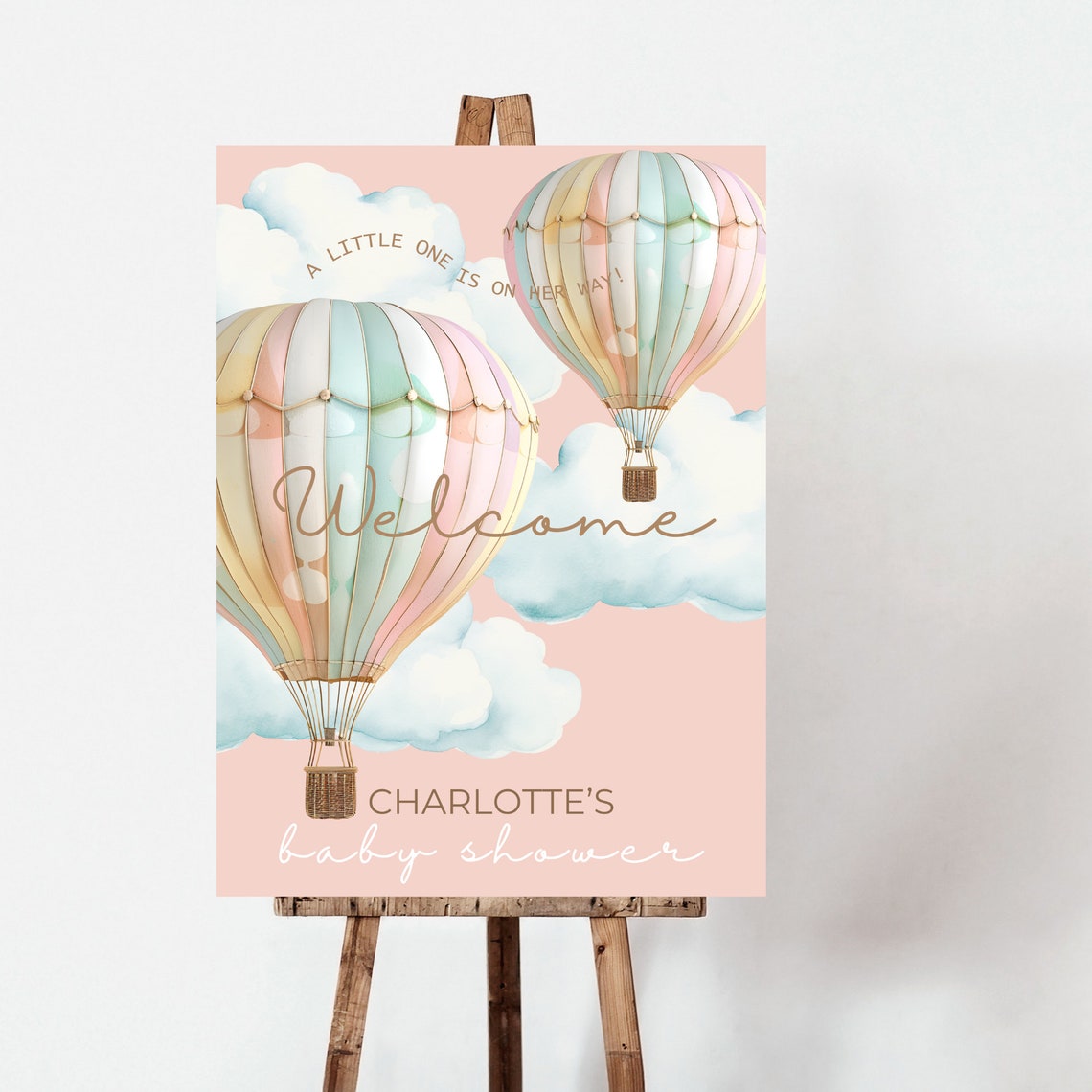 Hot Air Balloon Baby Shower Welcome Sign Editable Template - Etsy