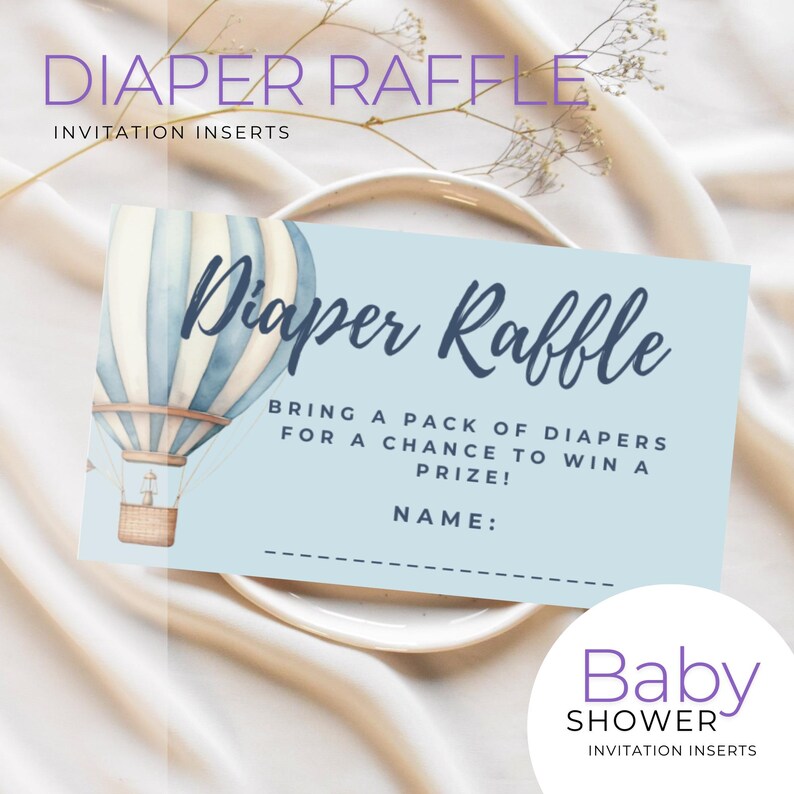 Hot Air Balloon Diaper Raffle Invitation Inserts - Etsy