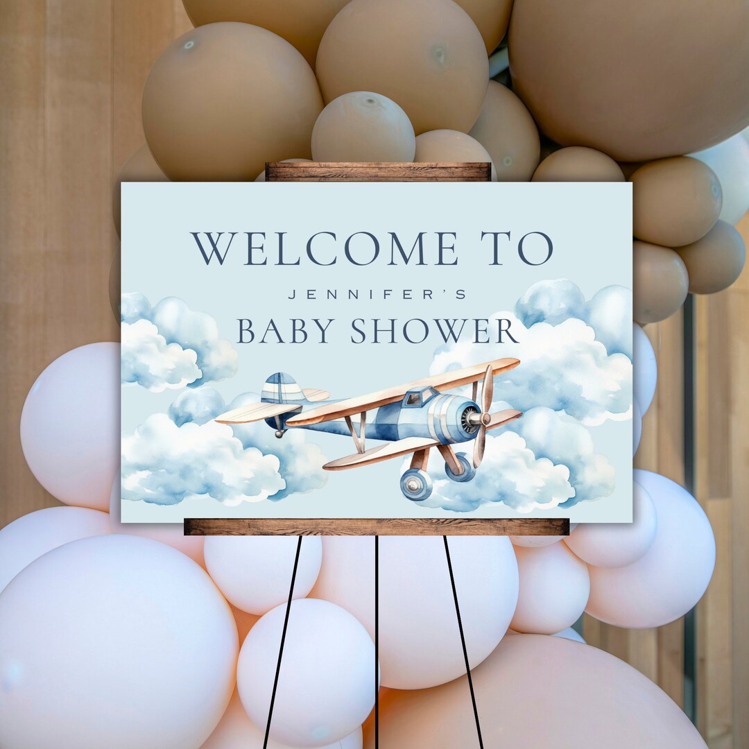 Airplane Fly Away With Love Welcome Sign Editable Baby Shower Sign - Etsy