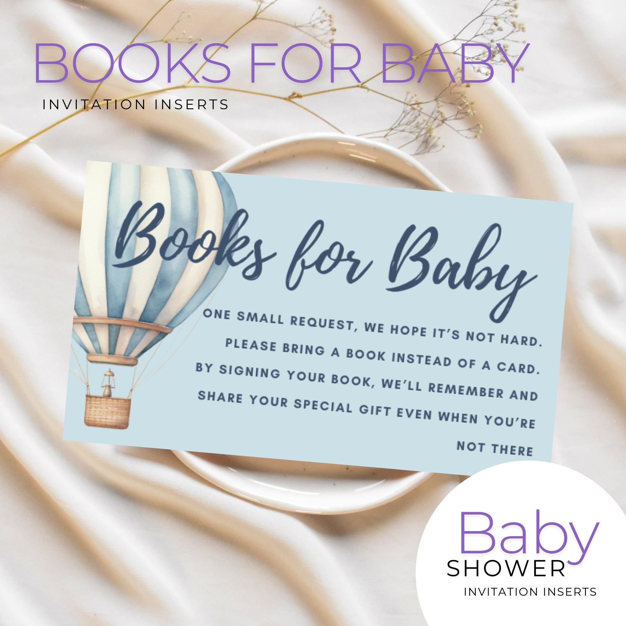 Hot Air Balloon Books for Baby Invitation Inserts - Etsy