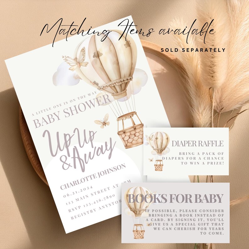 Hot Air Balloon Diaper Raffle Invitation Inserts - Etsy