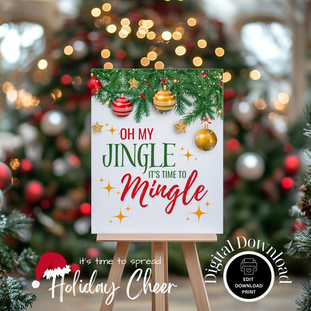 Christmas Sign Editable Template | Holiday Decor | Festive Holiday Sign ...