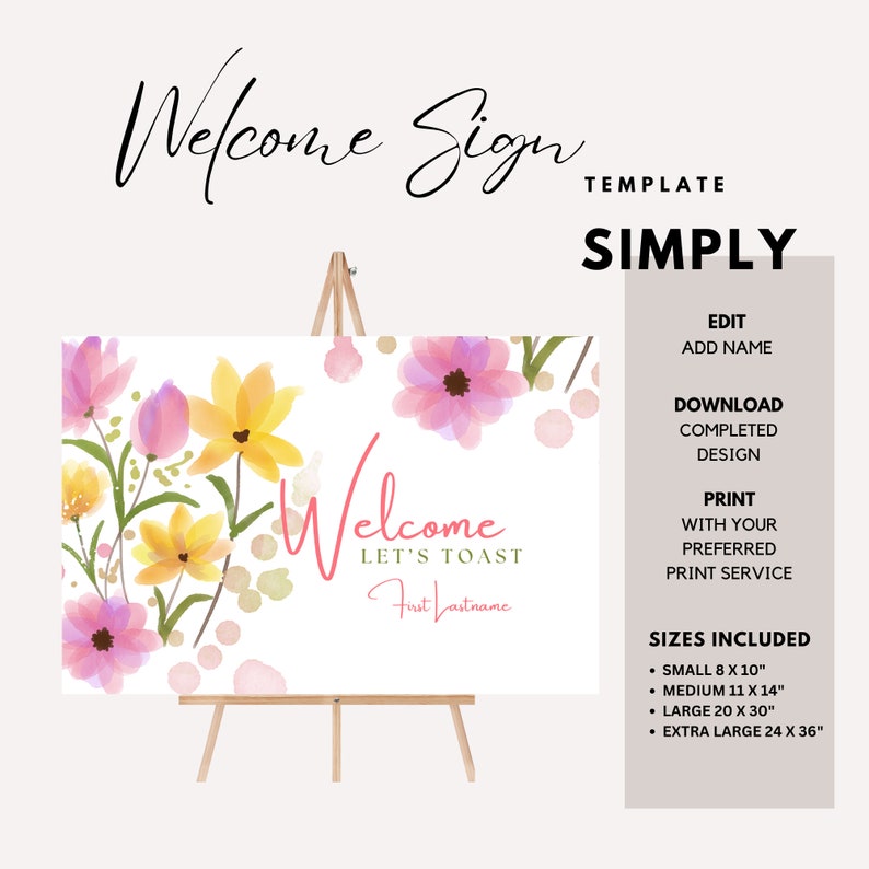 Welcome Sign Editable Template - Etsy