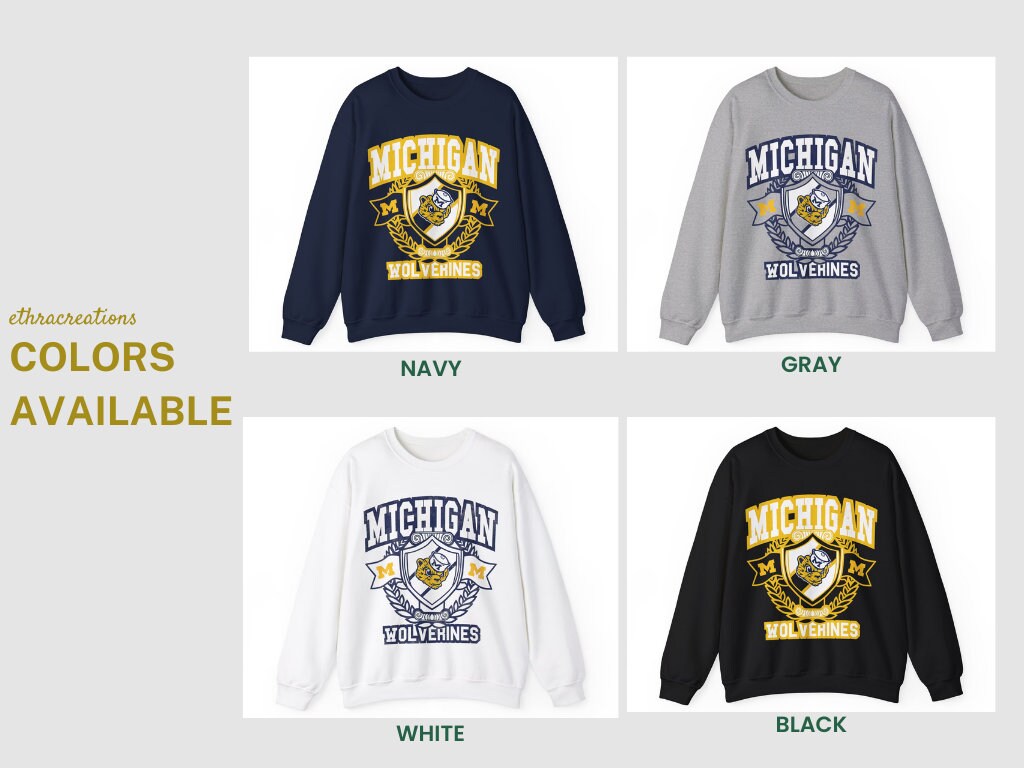 Vintage Michigan Wolverine Crewneck Sweater - Etsy