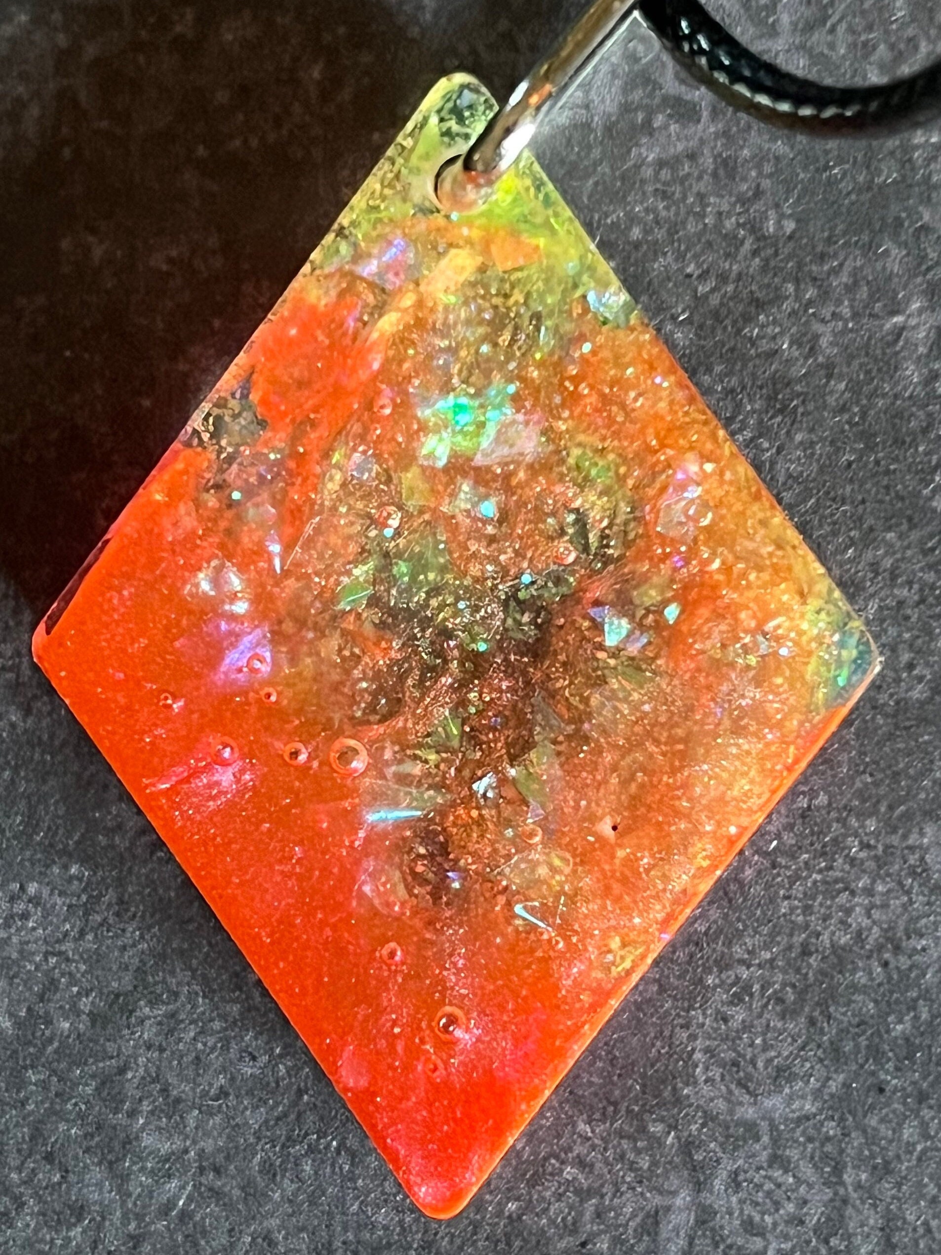 Tangerine Smash Citrus Inspired Diamond Shaped Pendant - Etsy