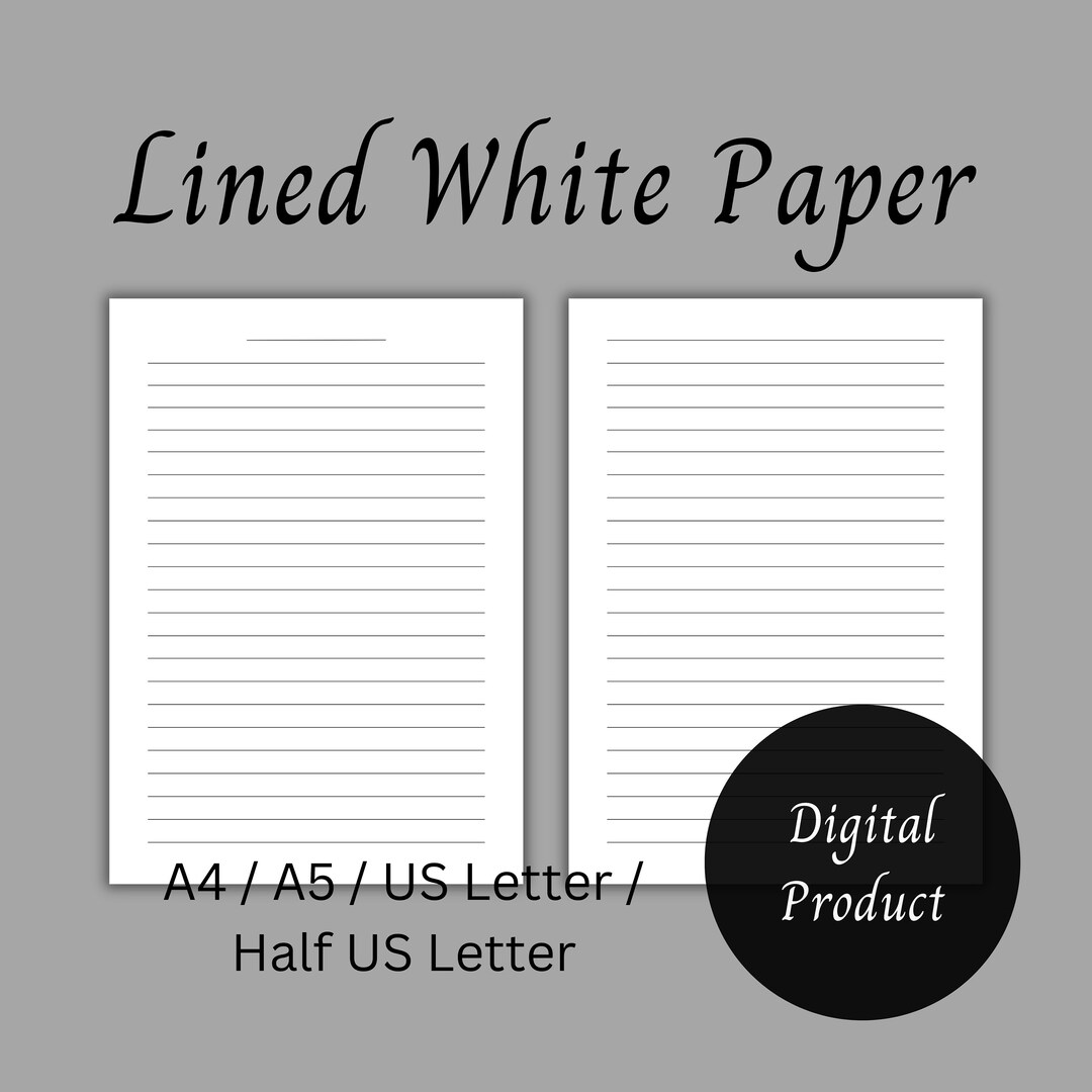 Printable Lined Paper / Simple Black Lined White Paper / Minimal / A4 ...