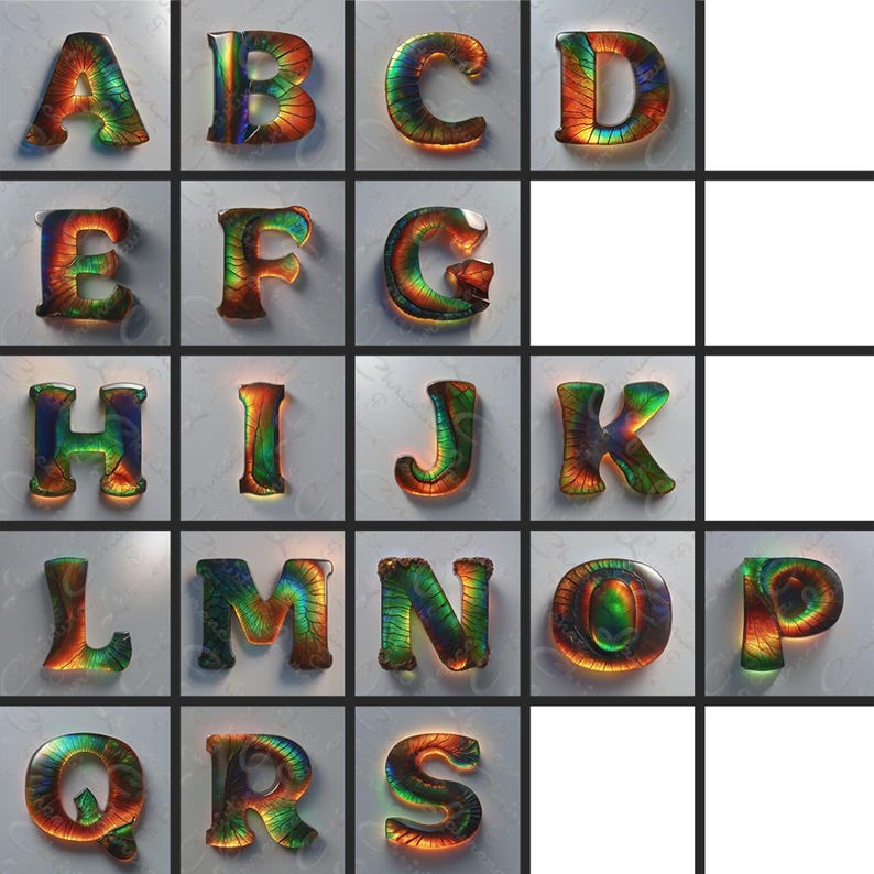 Gemstone Collection - Alberta Ammolite - Complete 38+ Alpha-numeric ...