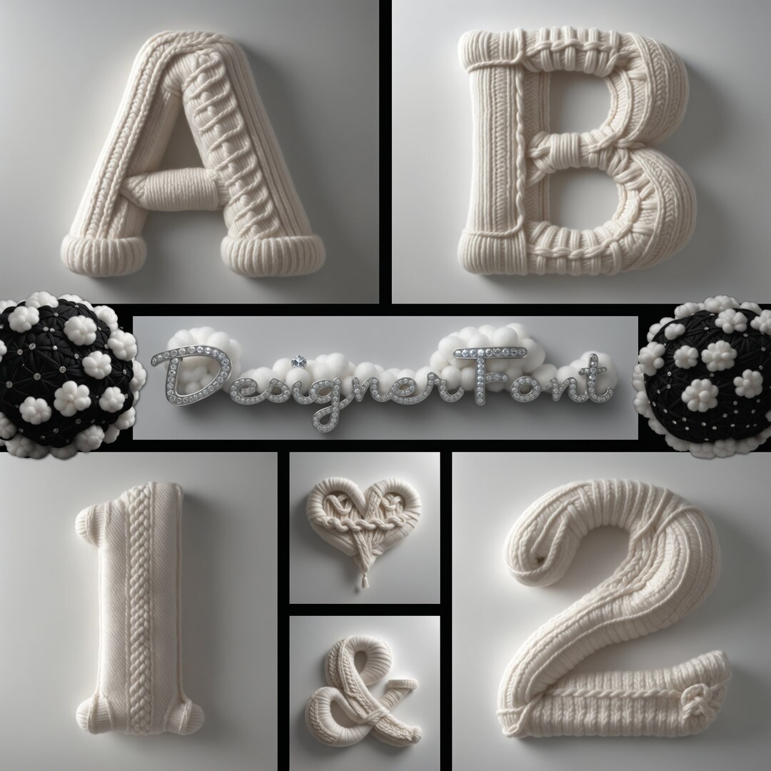 Knitted Collection - White - Complete 38+ Alpha-numeric Character Set ...