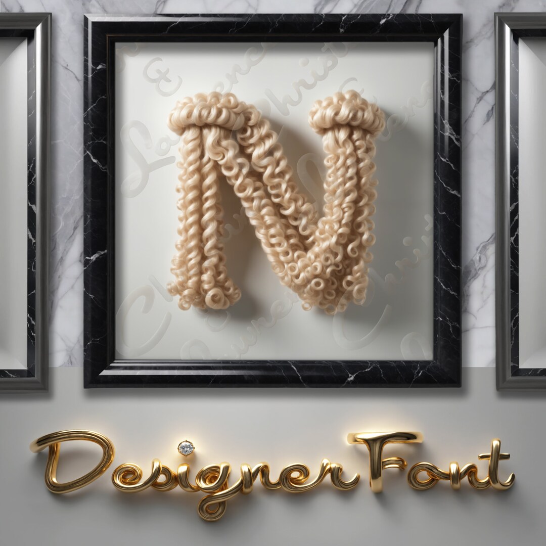 Letter n Curly Blonde Collection Designer Font, High Quality Digital ...