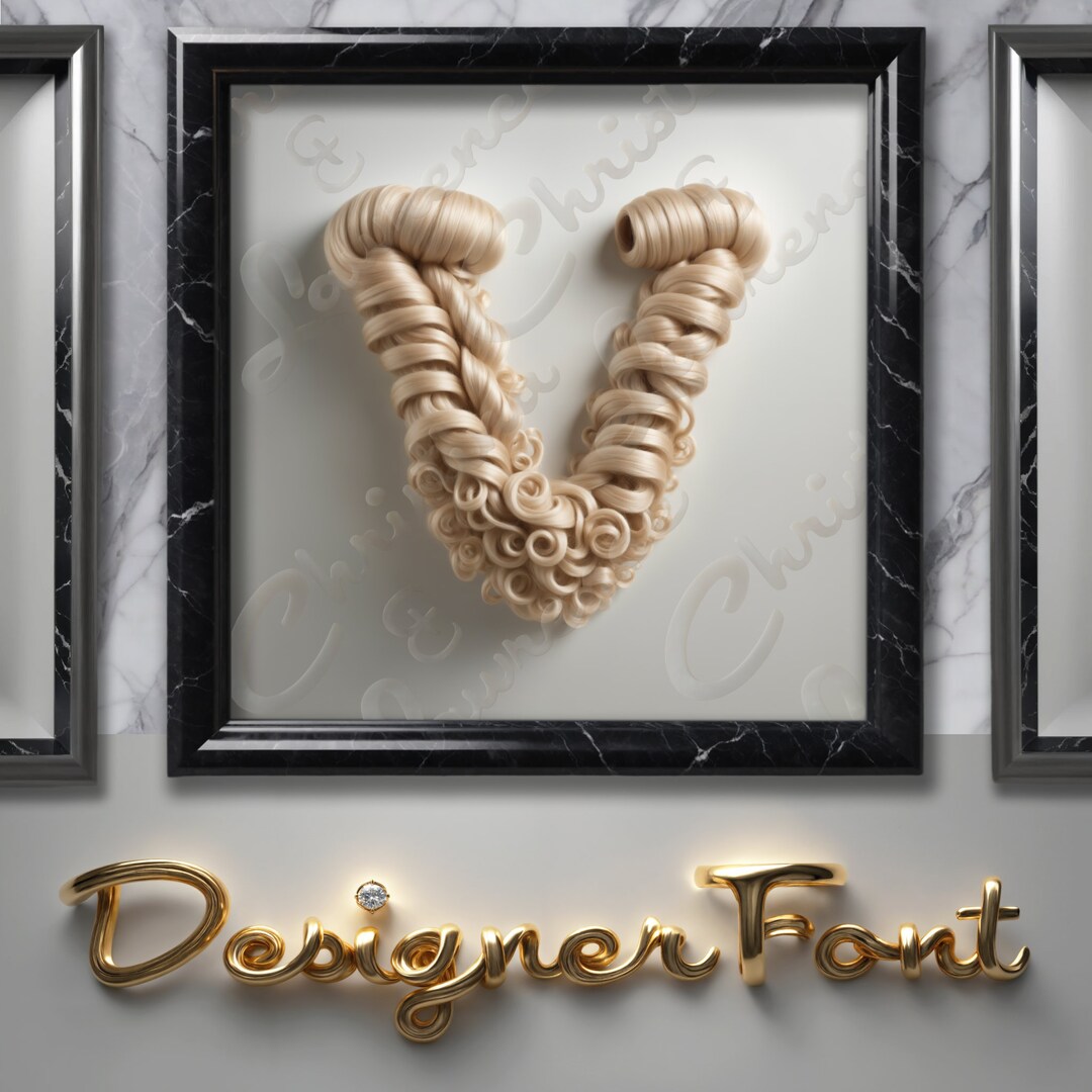 Letter v Curly Blonde Collection Designer Font, High Quality Digital ...