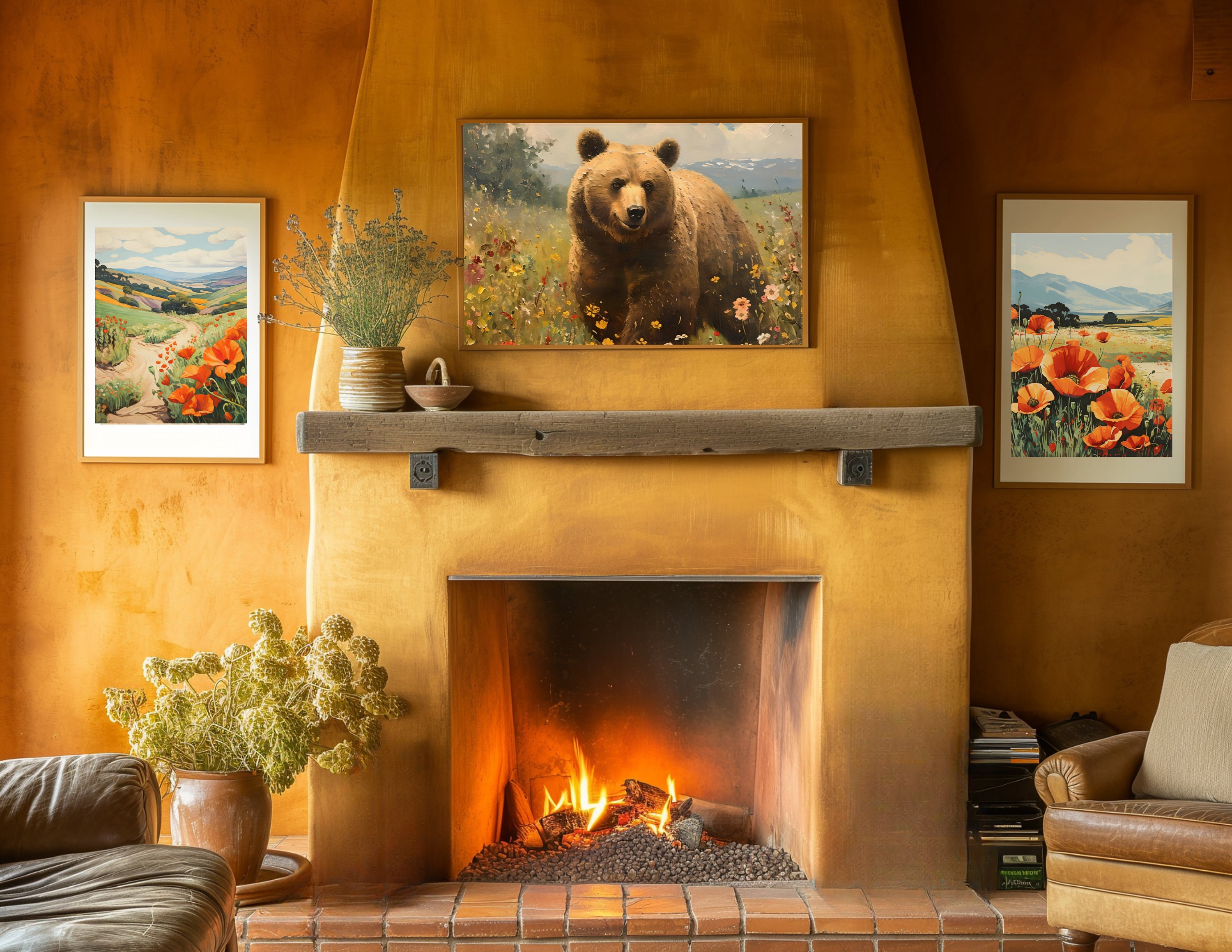 Rustic Bear Digital Painting, Wildlife Artwork Download, Forest Animal ...