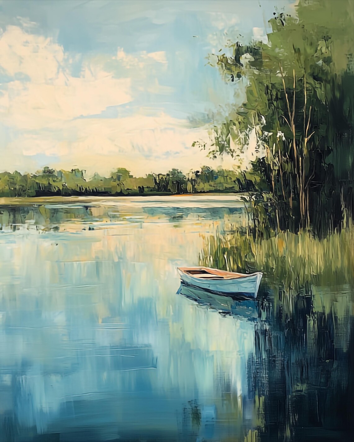 Waterscape Art Print Set: Serene Pond, Blue Green Wall Decor (digital ...