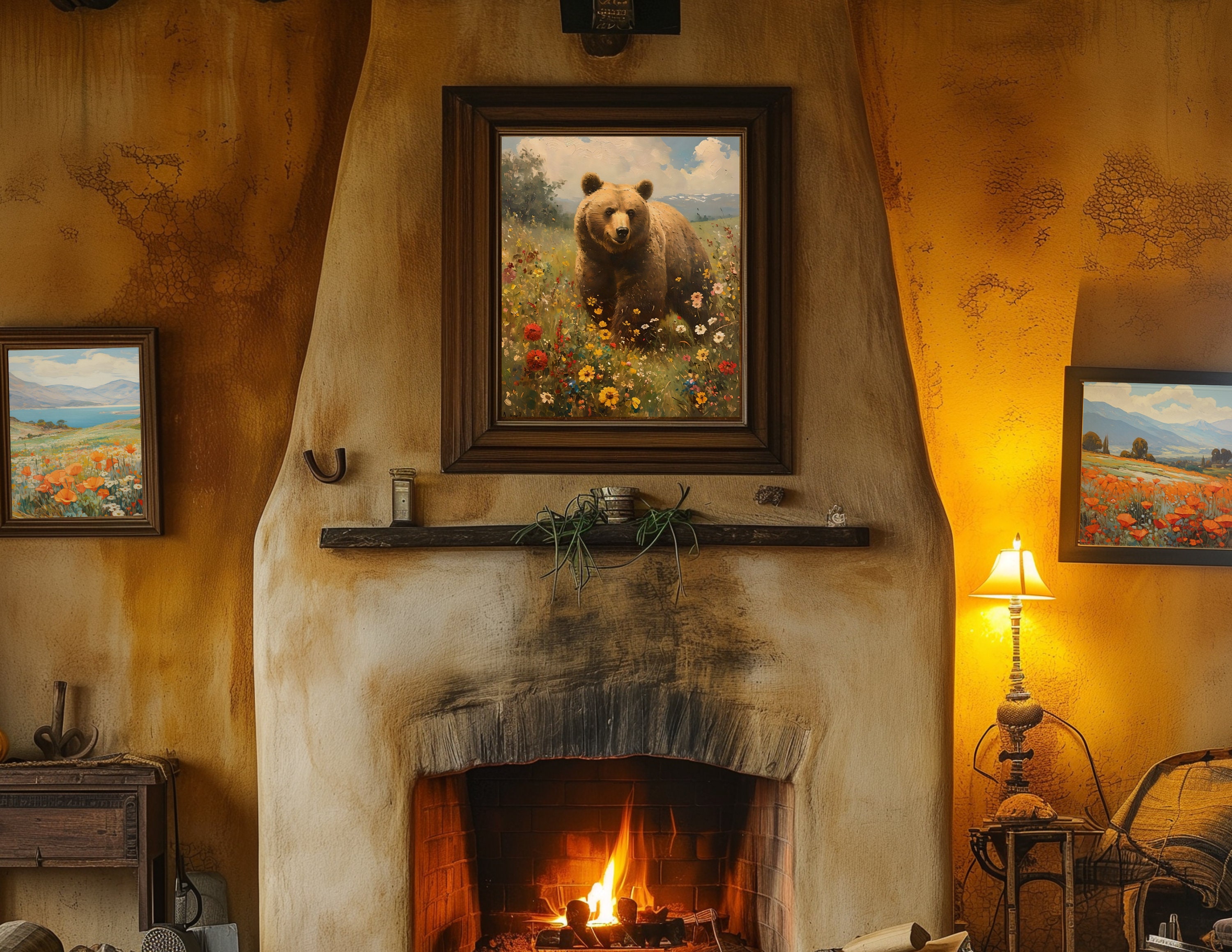 Rustic Bear Digital Painting, Wildlife Artwork Download, Forest Animal ...