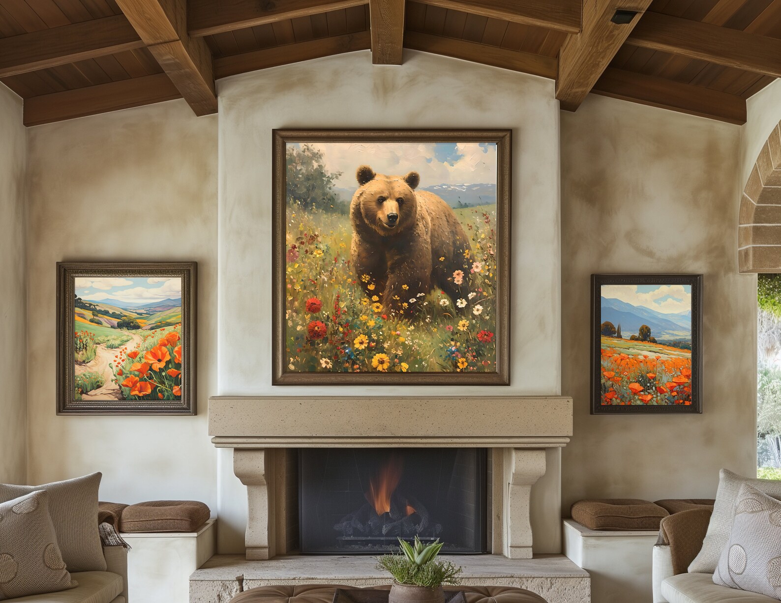 Rustic Bear Digital Painting, Wildlife Artwork Download, Forest Animal ...