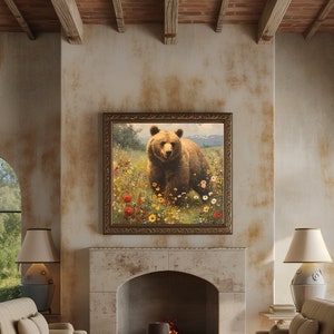 Rustic Bear Digital Painting, Wildlife Artwork Download, Forest Animal ...