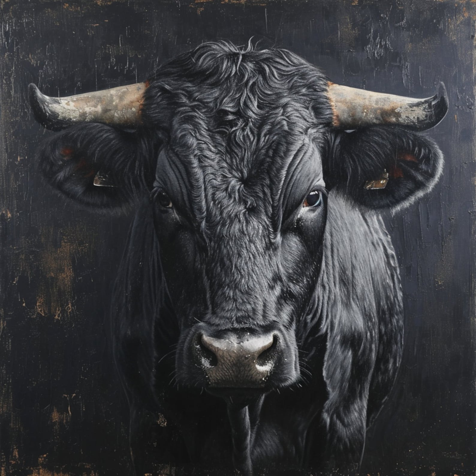 Rustic Bull Art Print Farmhouse Decor Digital Download Black Bull ...