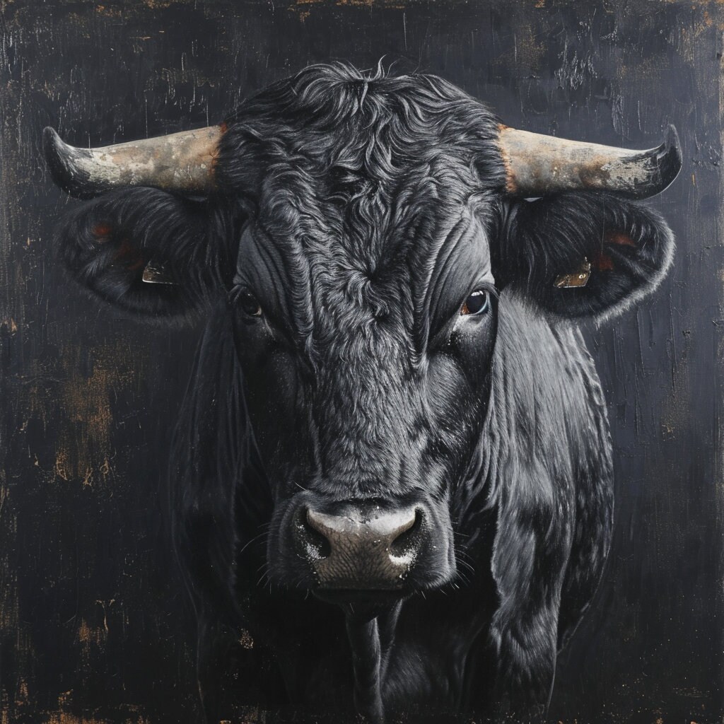 Rustic Bull Art Print Farmhouse Decor Digital Download Black Bull ...