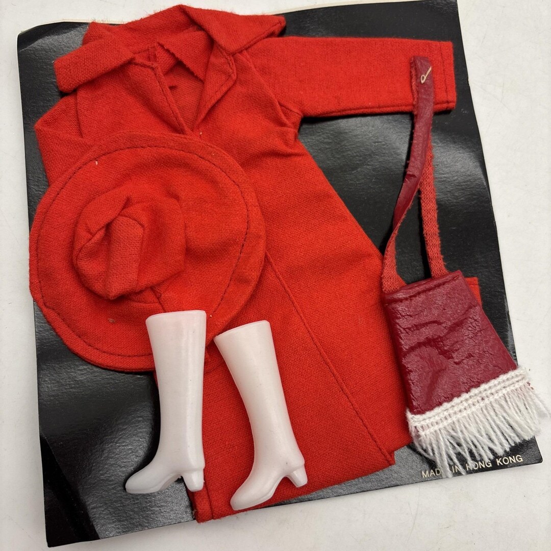 VTG Barbie Doll Clone Red Coat Hat Fringe Purse White Boots Hong Kong ...