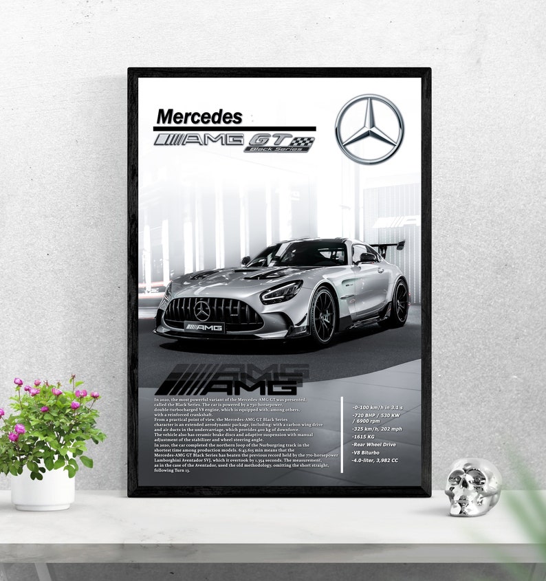 Mercedes AMG GT Black Series Poster, Mercedes AMG, Supercar Poster, Car ...