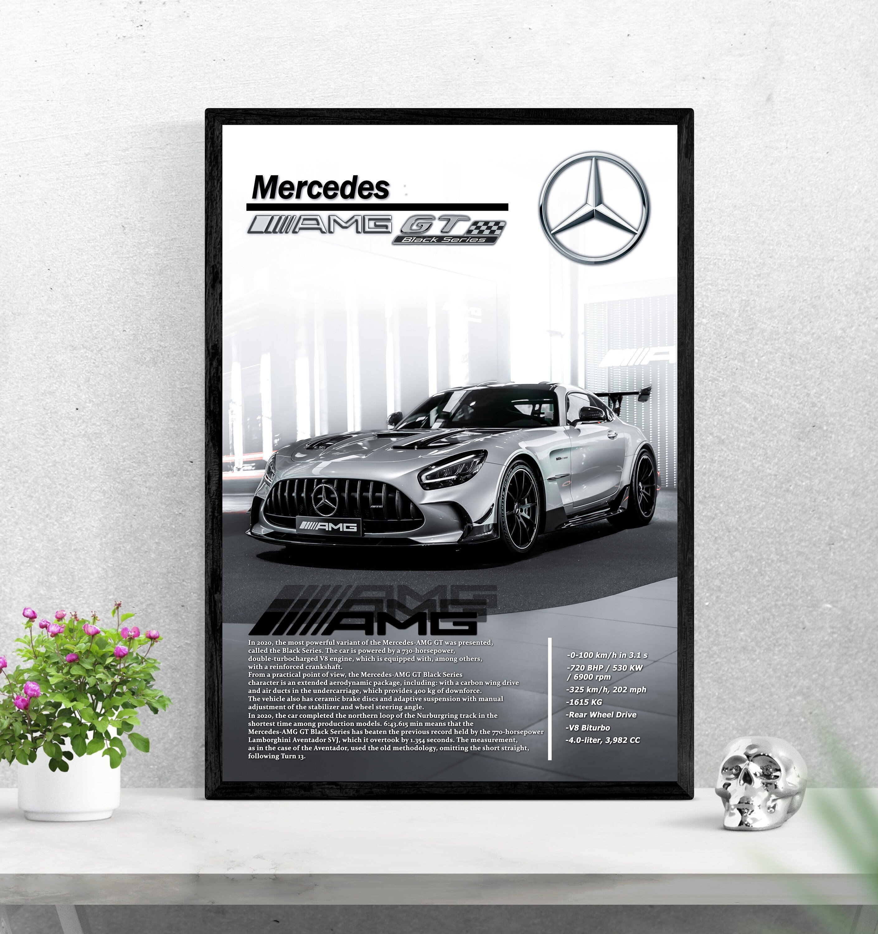 Mercedes AMG GT Black Series Poster, Mercedes AMG, Supercar Poster, Car ...