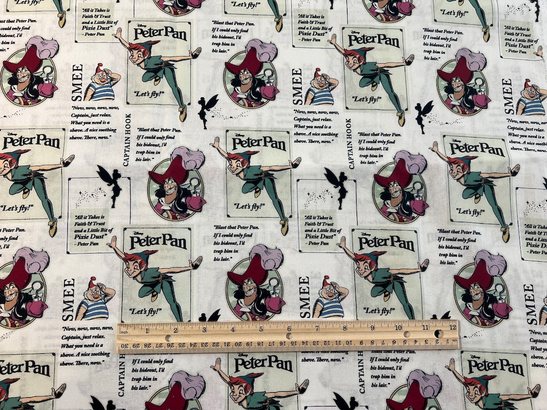Peter Pan Badges Cotton Fabric - Etsy