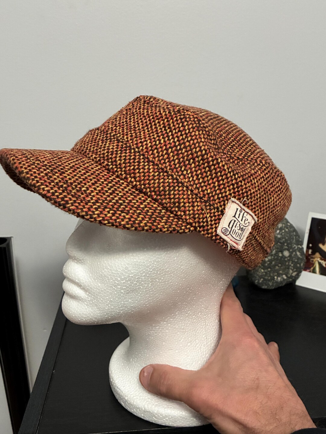 Life is Good Military Style Cap – Fall Tweed Wool Blend Newsboy Hat ...
