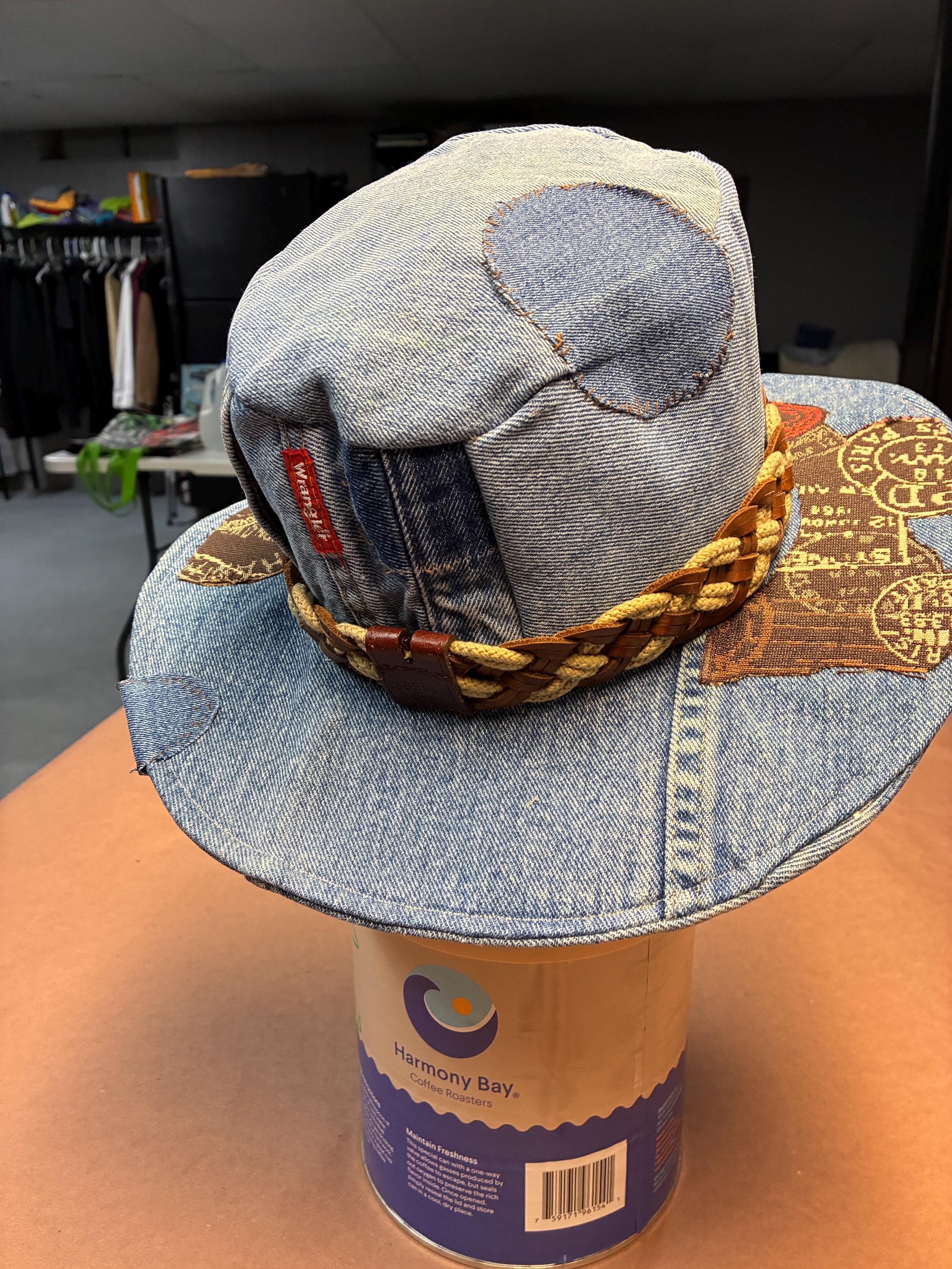 Upcycled Denim Wide Brim Hat - Size 23” - Handmade in the USA. - Etsy