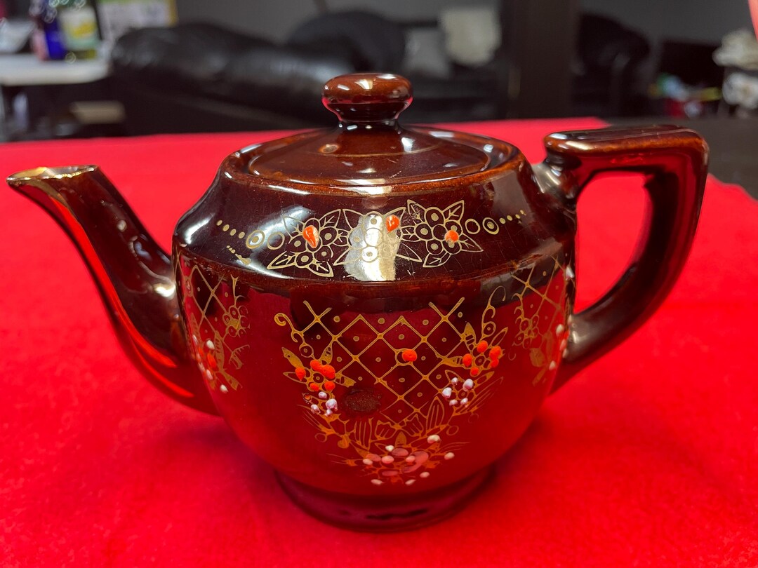 Set of Three Moriage Tea Pots, Redware Circa 1945. Vintage Japanese Tea ...