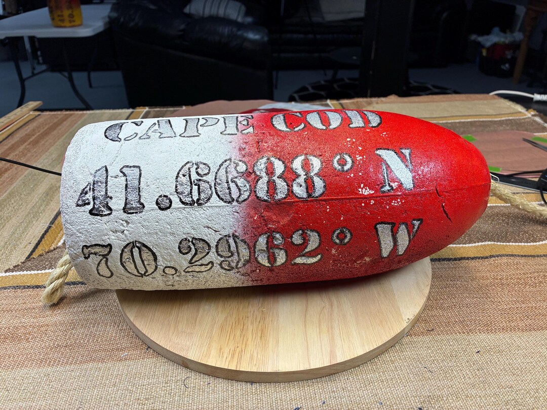 Authentic Lobster Pot Buoy, Stenciled With CAPE COD+ Coordinates. Red ...