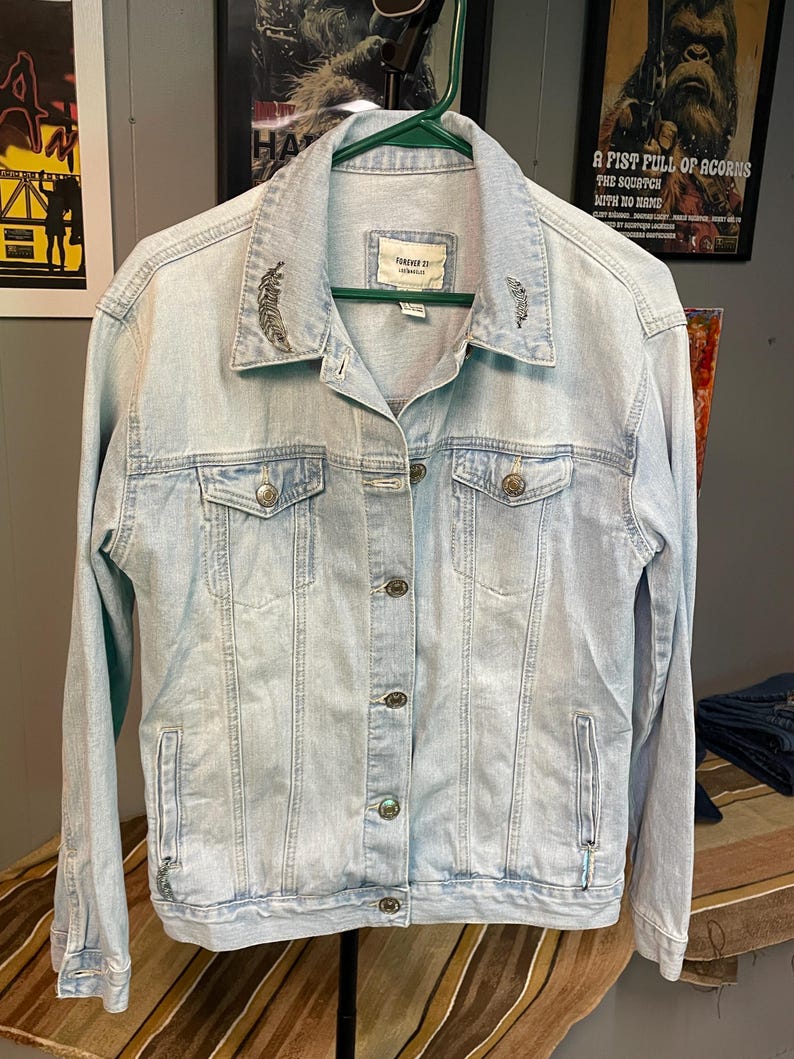 Upcycled Denim Jacket, Southwestern Style Shacket, Cowgirl Jacket ...