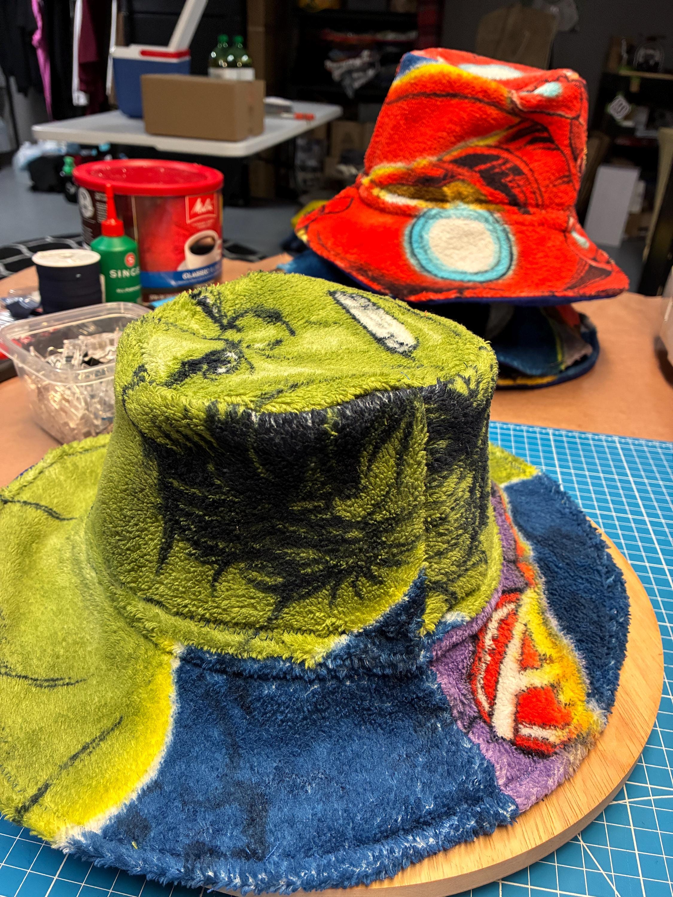Upcycled Hulk Winter Bucket Hat | Handmade From Fleece Throw | Felt ...