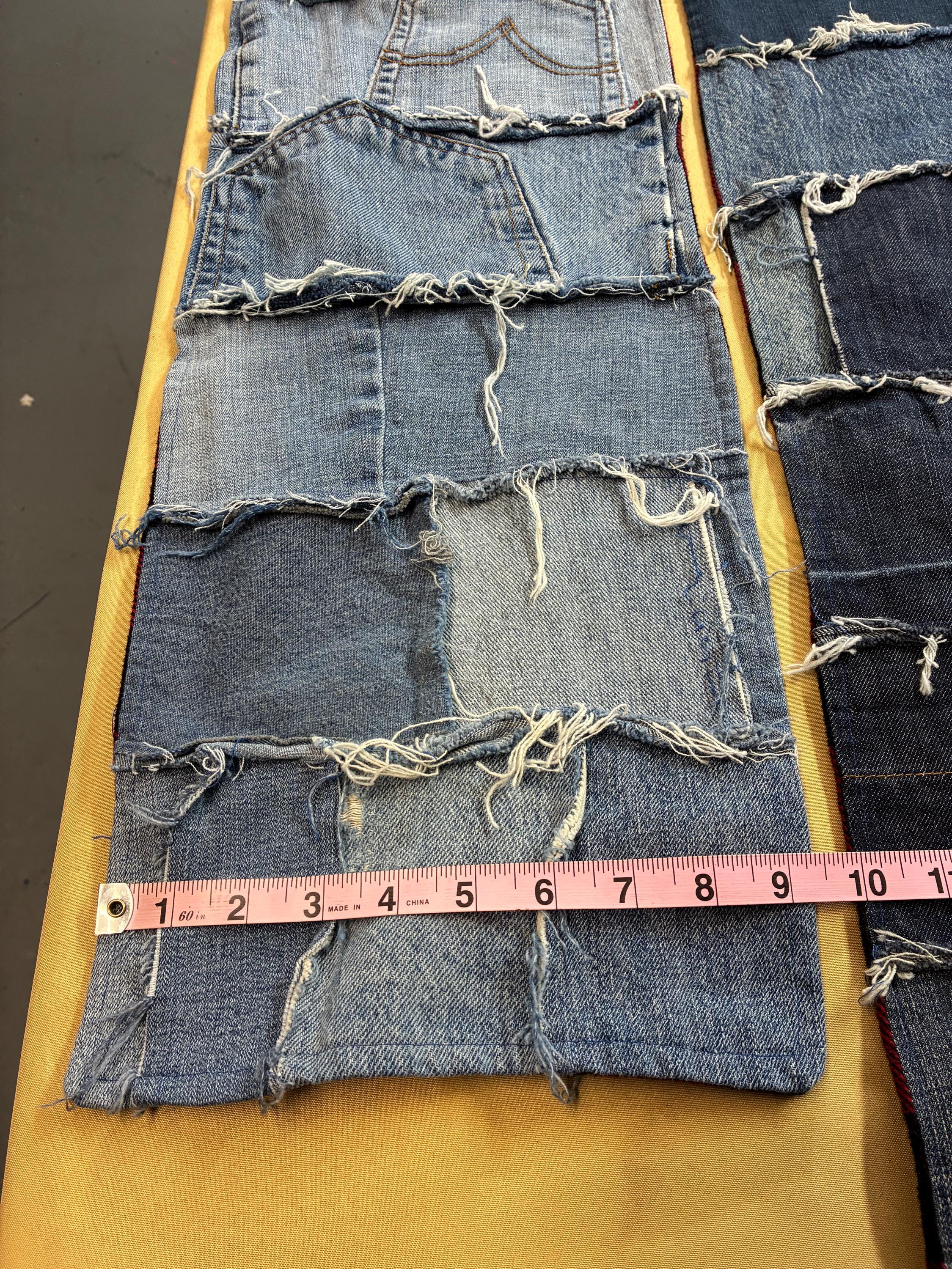 Upcycled Denim Patchwork Scarf With Cotton Flannel Backing — OOAK ...