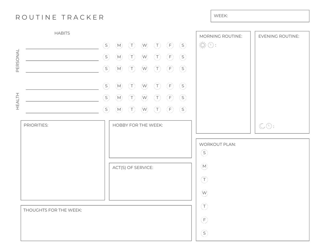 Printable Routine Tracker | Weekly Habit Tracker, Printable Habit ...