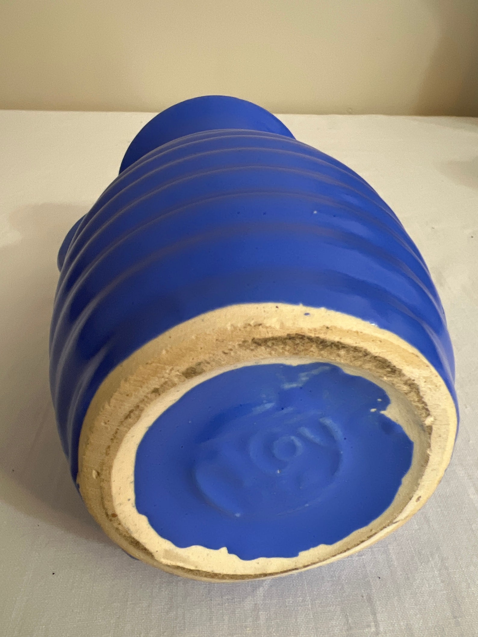 Blue Original Nelson Mccoy Double Handle Vase Ribbed Stamped Bottom ...