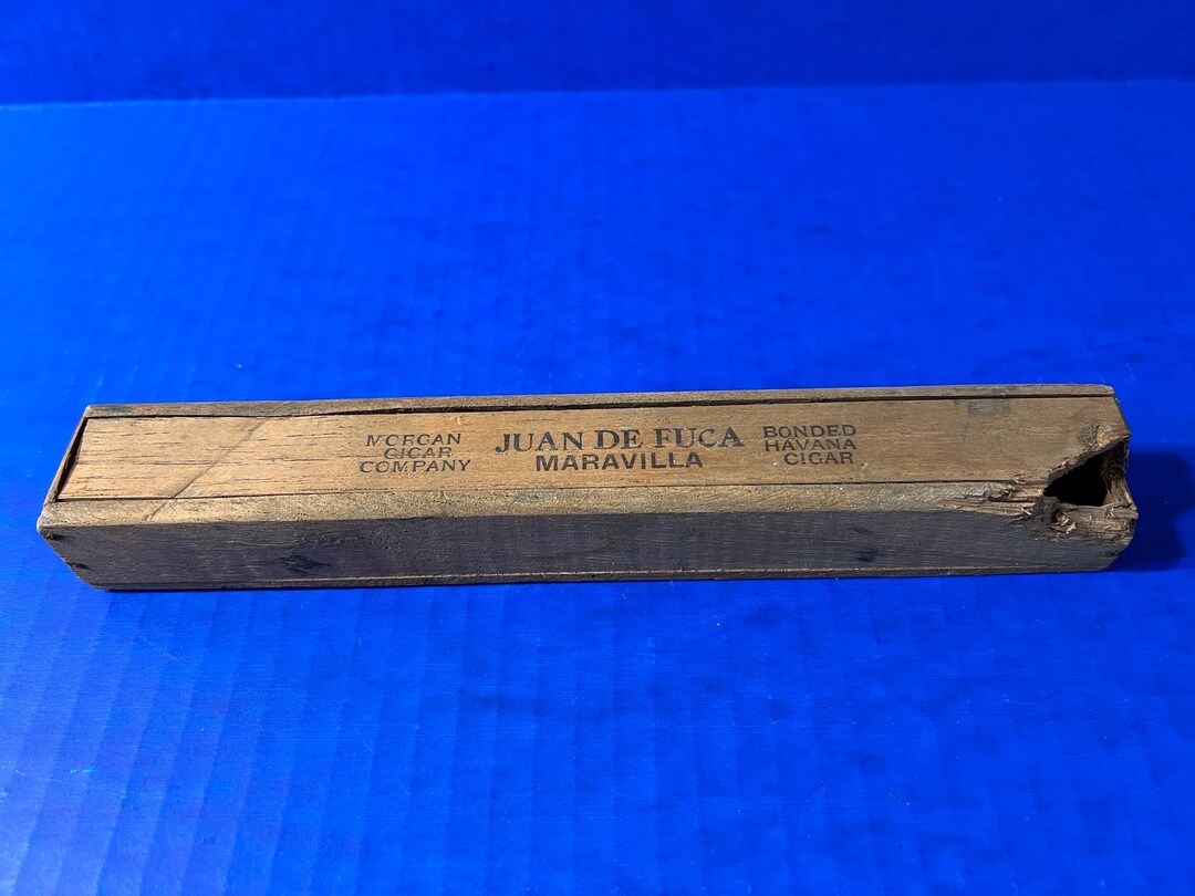 Wooden Single Cigar Box W/sliding Lid Juan De Fuca Maravilla, Bonded ...