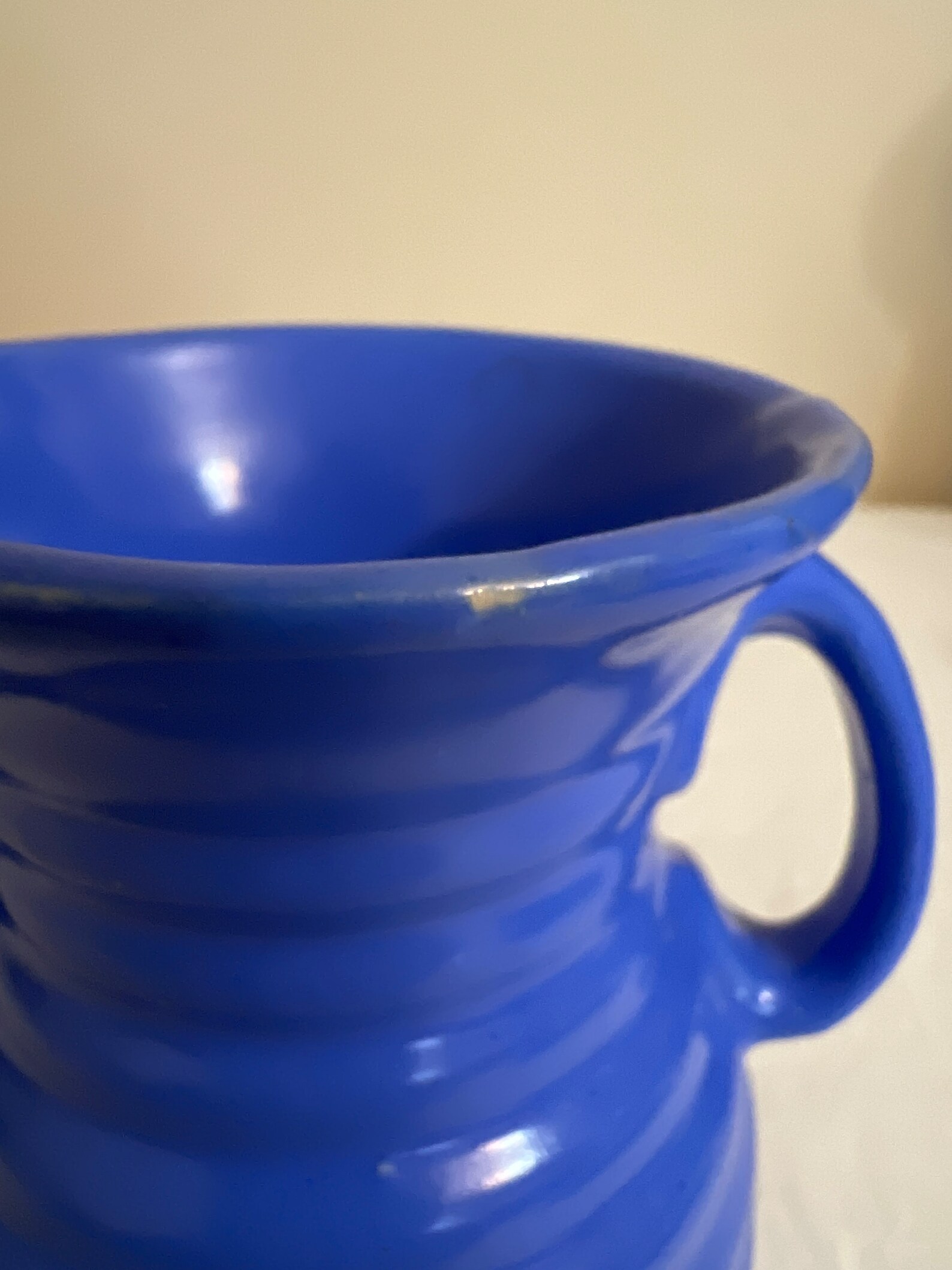 Blue Original Nelson Mccoy Double Handle Vase Ribbed Stamped Bottom ...